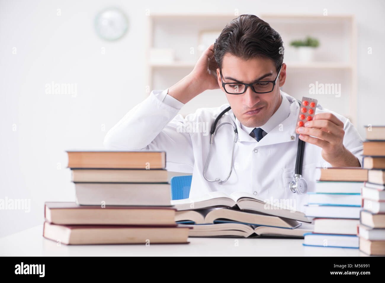 Medical student preparing for university exams Stock Photo - Alamy