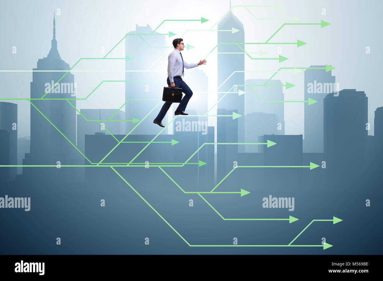 Businessman thinking of different career paths Stock Photo - Alamy