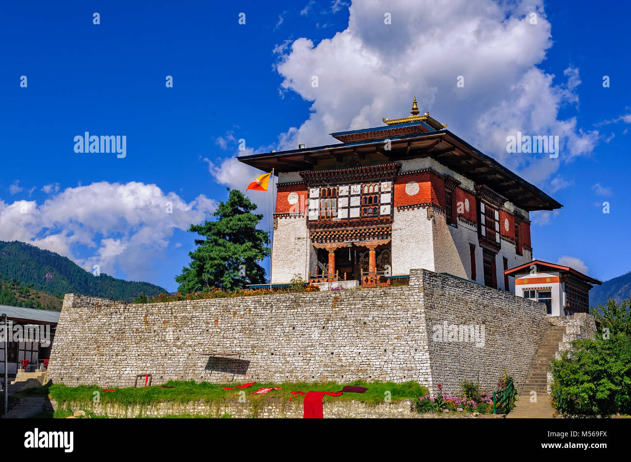 Landmark of Thimphu, Dechen Phodrang Monastery Stock Photo - Alamy