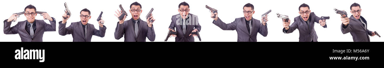 Funny businessman gun on white hi-res stock photography and images - Alamy