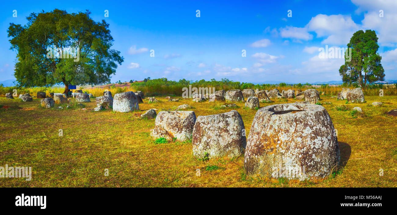 The Plain of jars. Laos. Panorama Stock Photo - Alamy