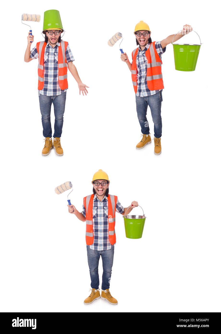 Funny painter isolated on white Stock Photo - Alamy