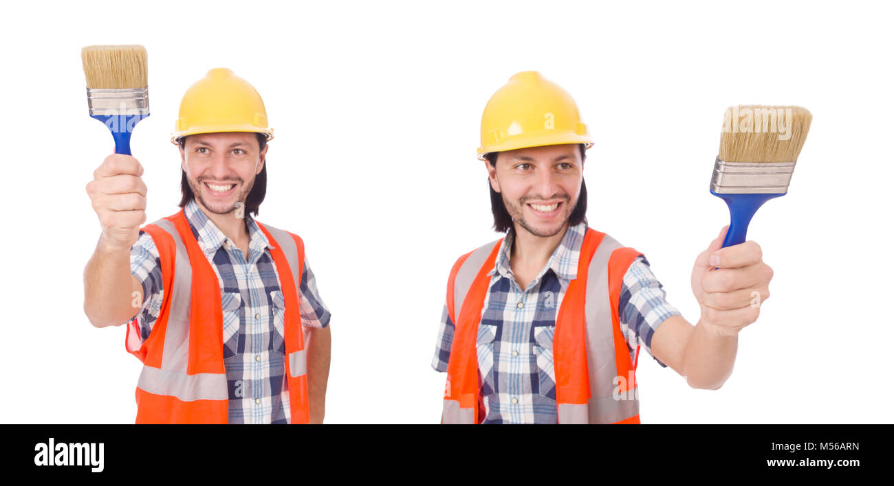 Funny painter isolated on white Stock Photo - Alamy Funny painter isolated on white Stock Photo - Alamy