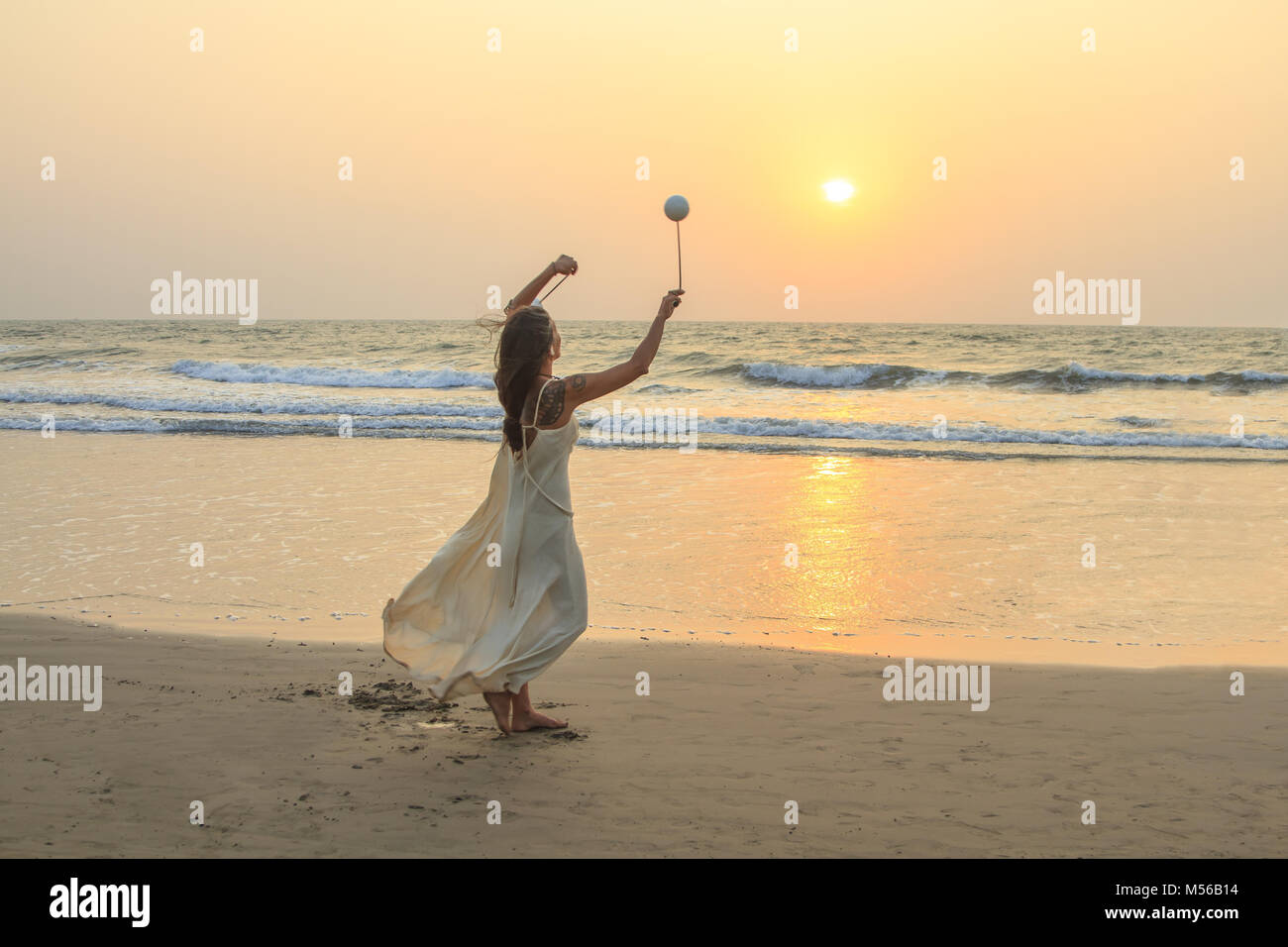 Poi spinning woman hi-res stock photography and images - Alamy