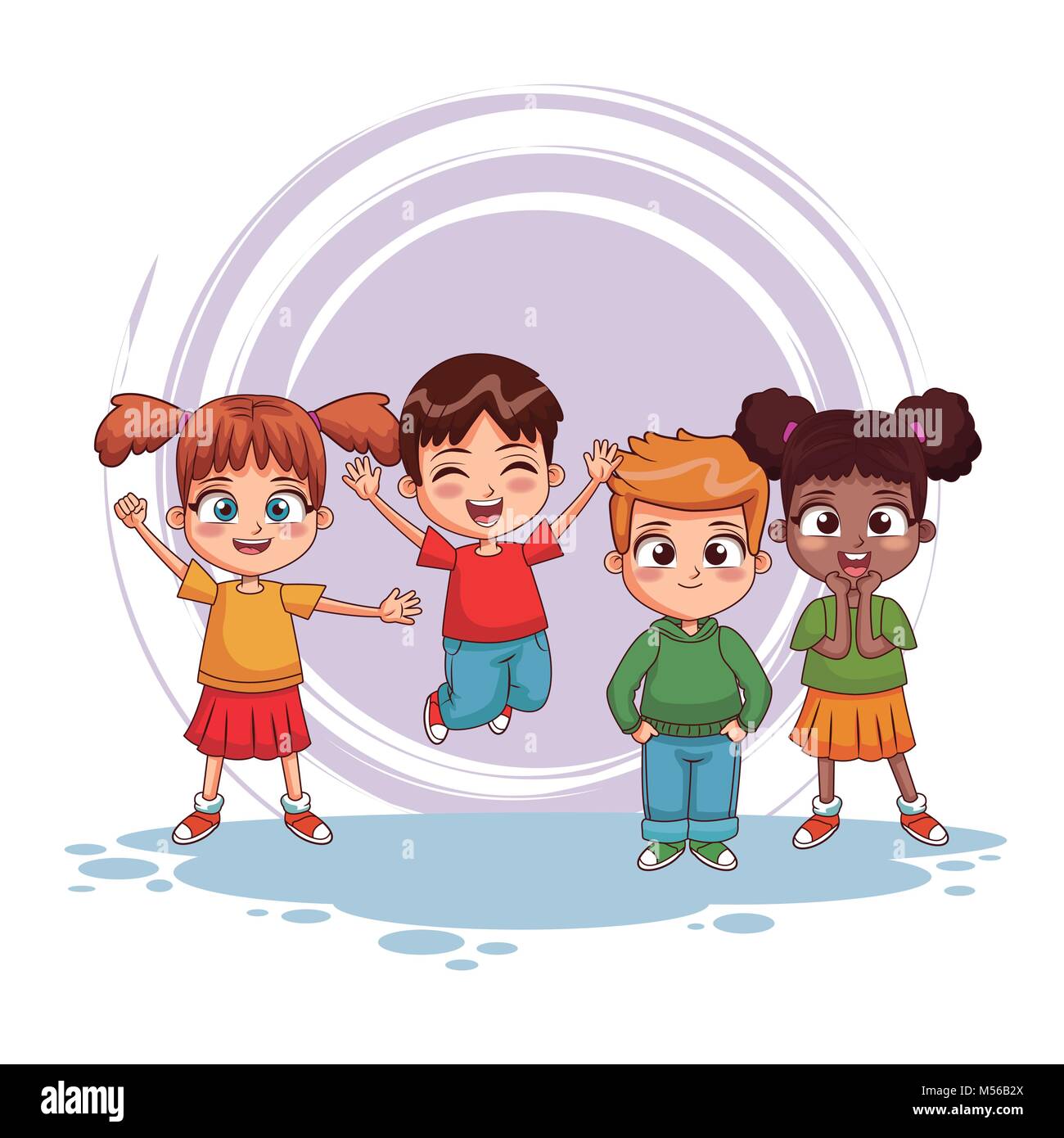 Happy kids jumpin cartoon Stock Vector Image & Art - Alamy