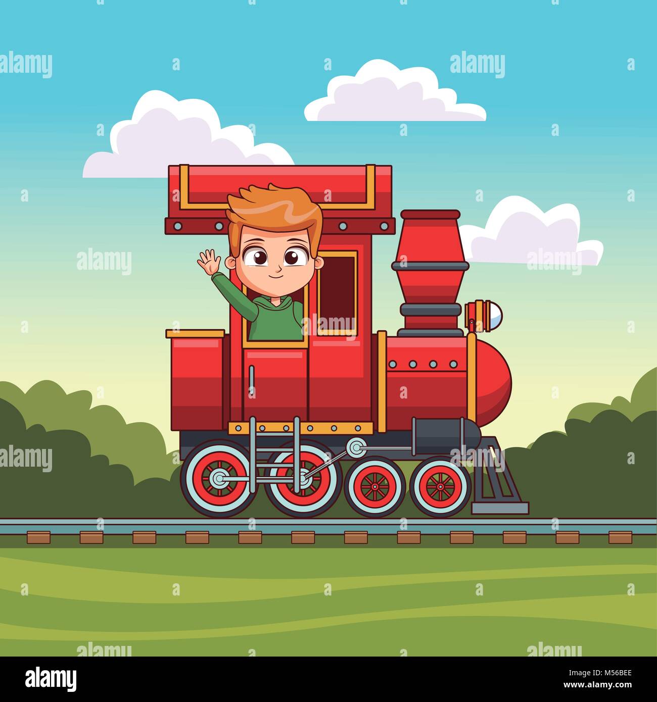 Boy riding in train Stock Vector Image & Art - Alamy