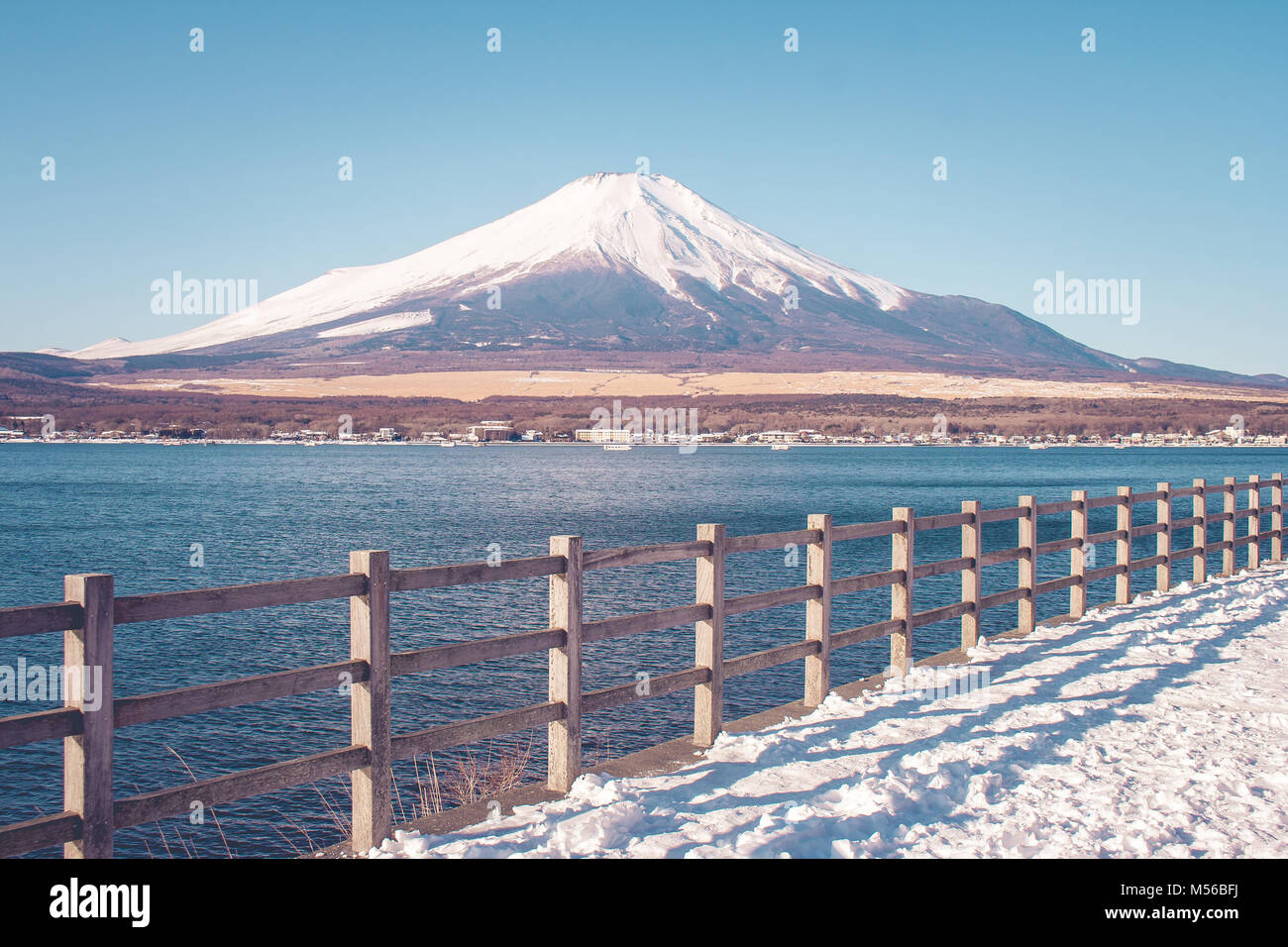 Beautiful landscape view of Fuji mountain or Mt.Fuji covered with white ...