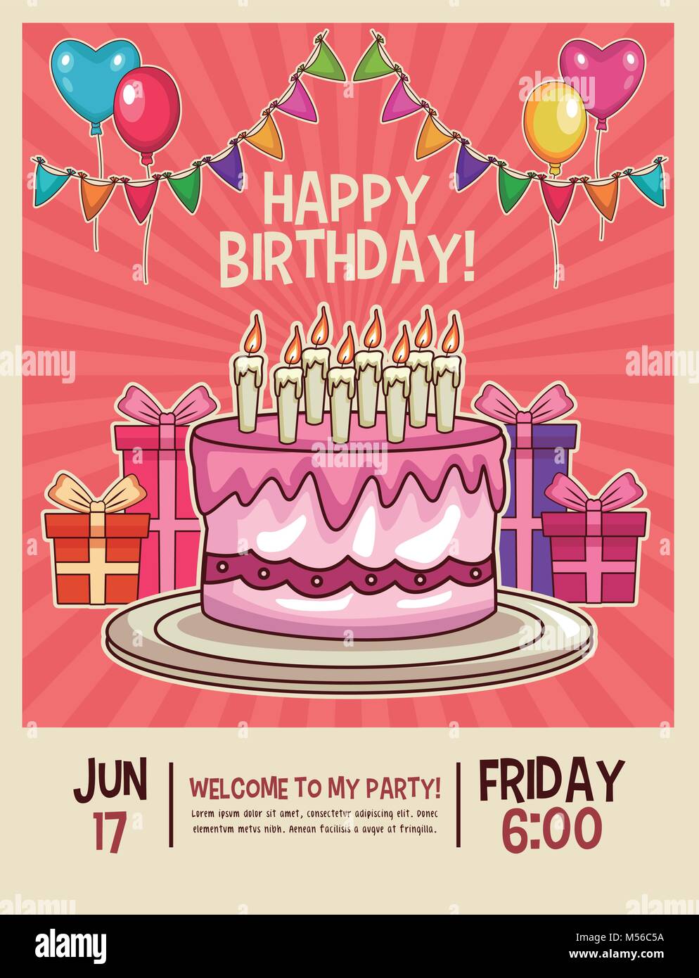 Happy birthday invitation card Stock Vector Image & Art - Alamy