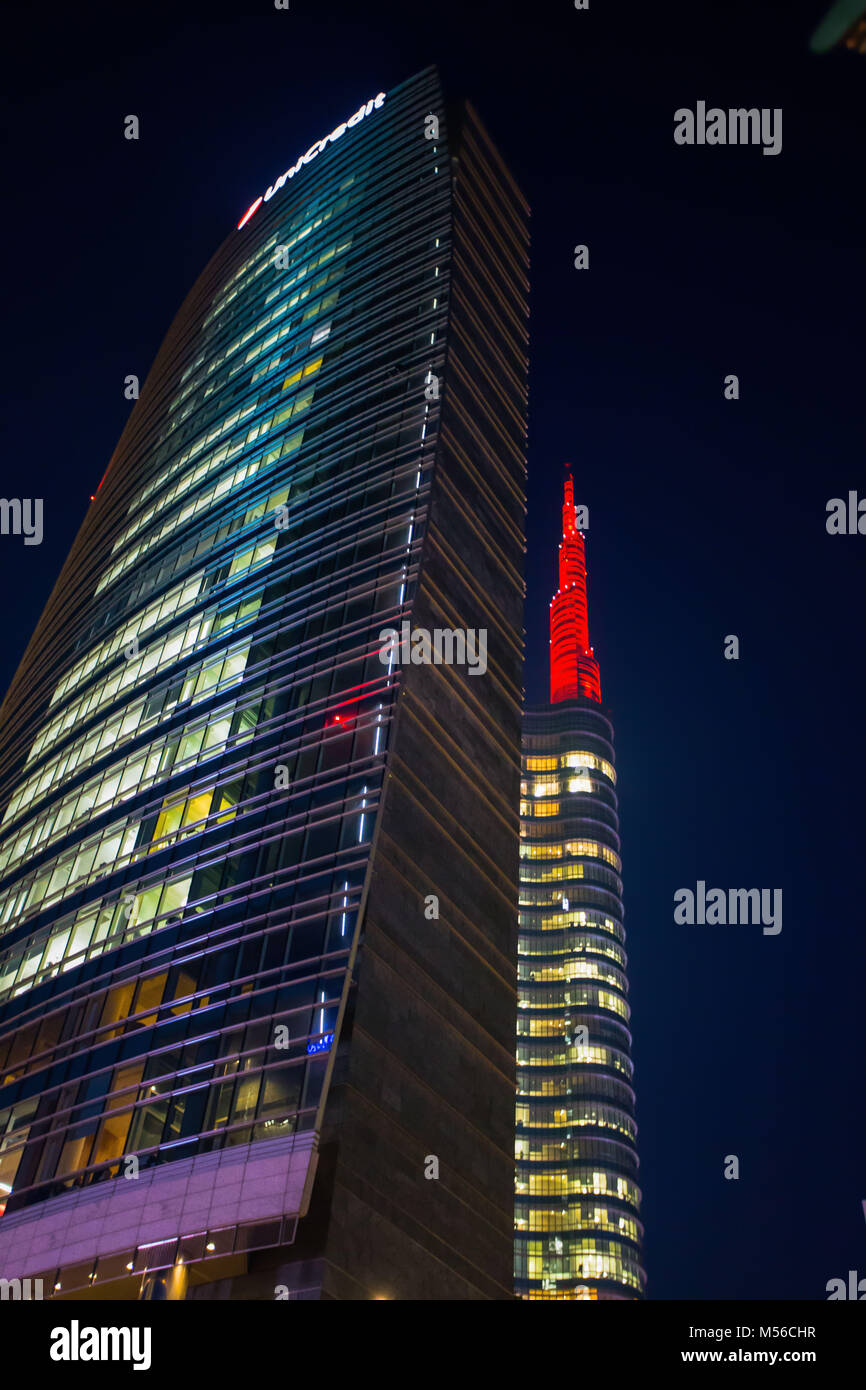 Milan, December 24, 2015 - Iconic skyscraper "Unicredit Tower"in the ...