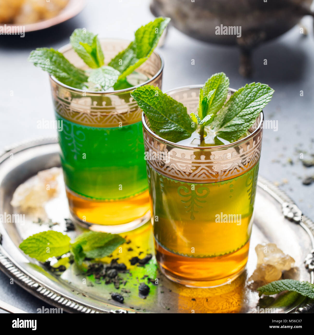 Mint, green tea, Moroccan traditional drink Stock Photo - Alamy
