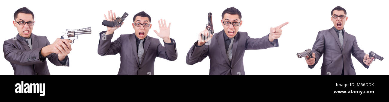 Funny businessman gun on white hi-res stock photography and images - Alamy