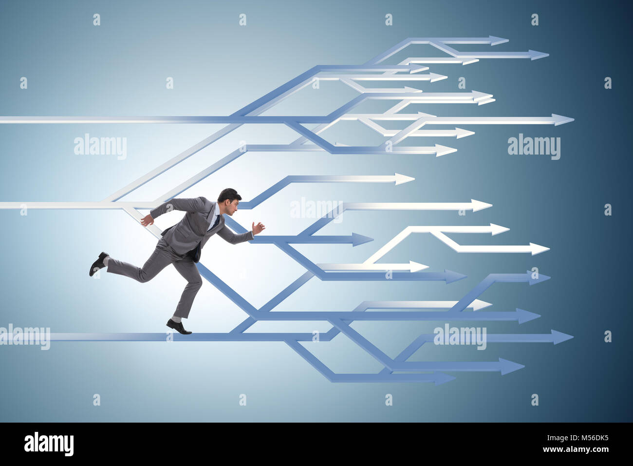 Businessman thinking of different career paths Stock Photo - Alamy