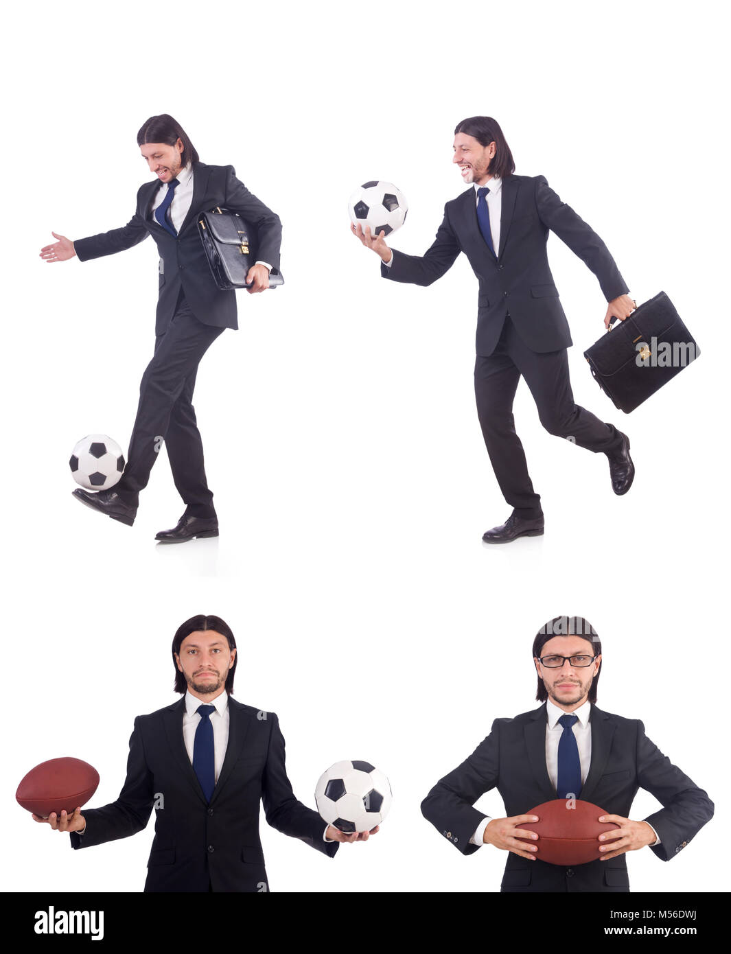 Man with football isolated on white Stock Photo - Alamy