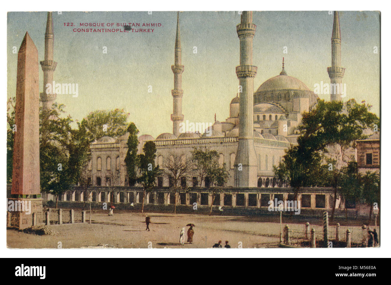 Old colored American postcard of 1910: The mosque of Sultan Ahmet and ...