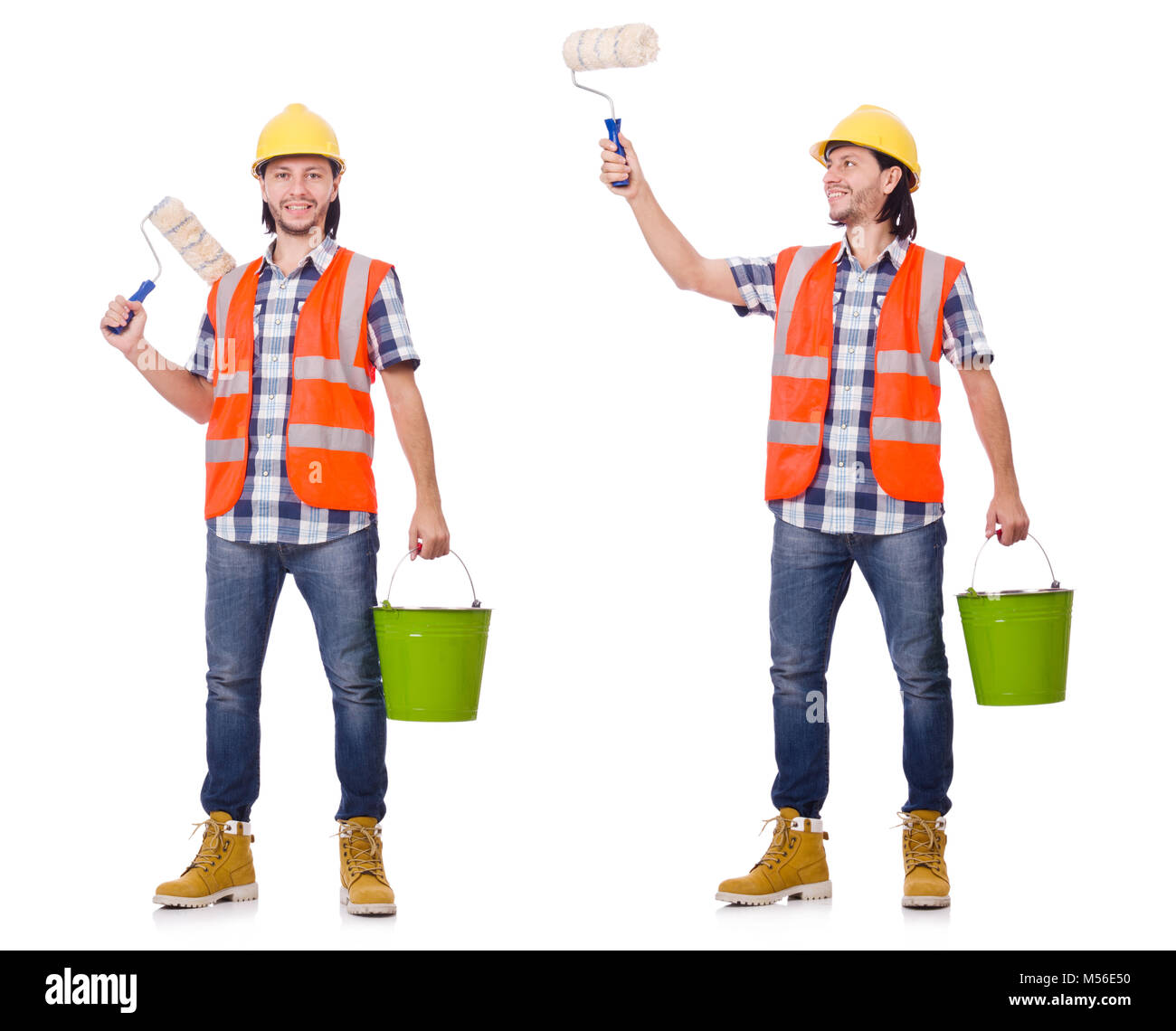 Painter isolated on the white background Stock Photo - Alamy
