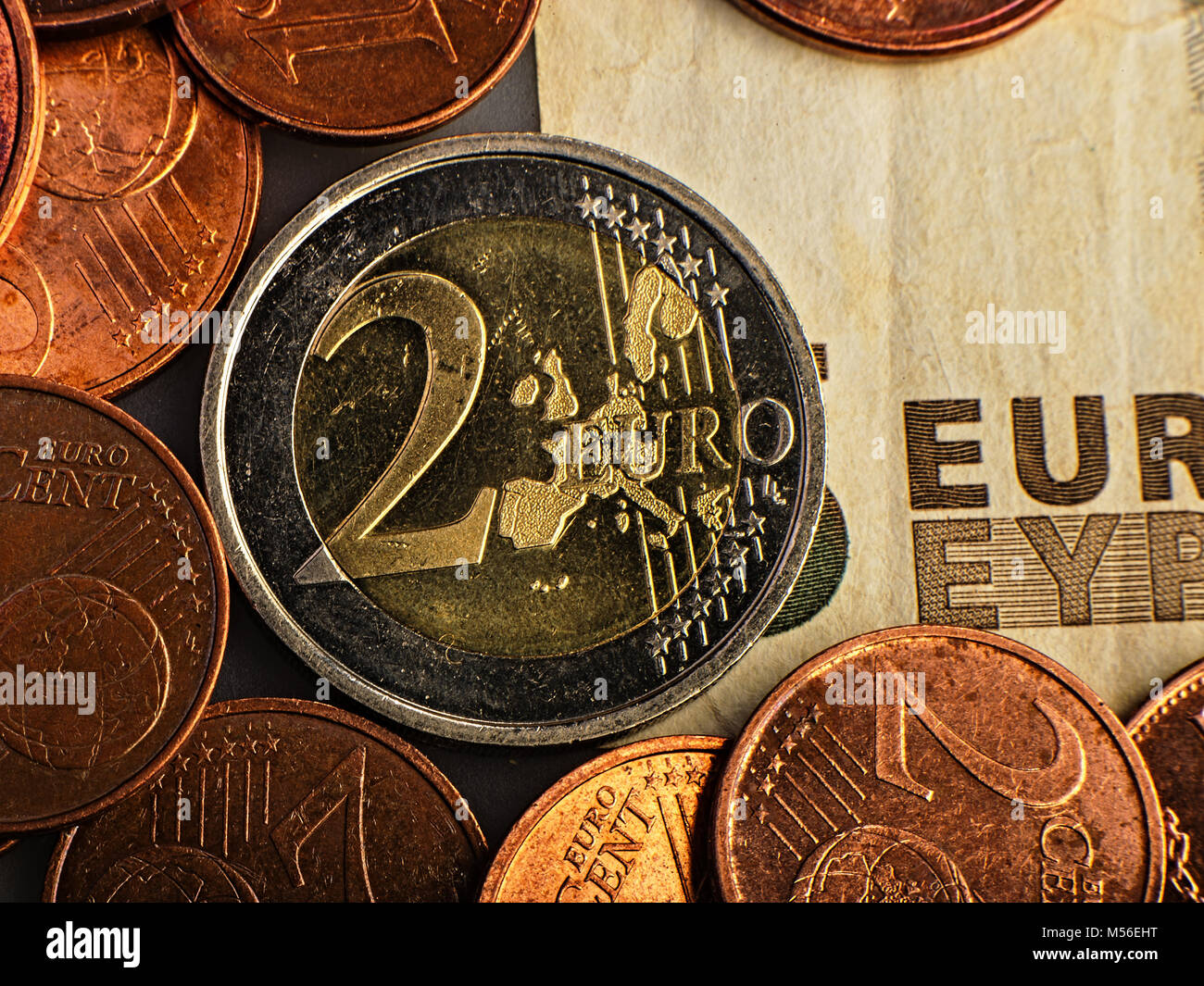 coin of two euros. Coin on a blurred background coin denomination of ...