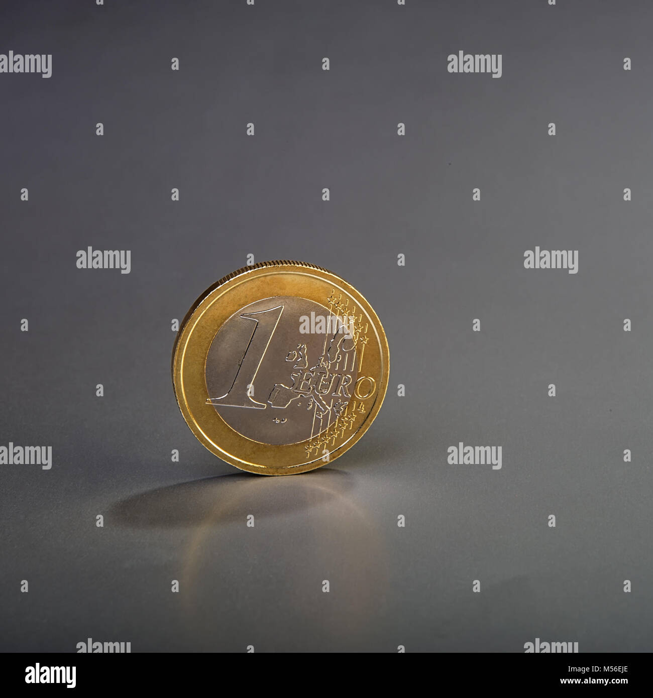 coin one euro. Currency of the European Union. Gray background Stock ...