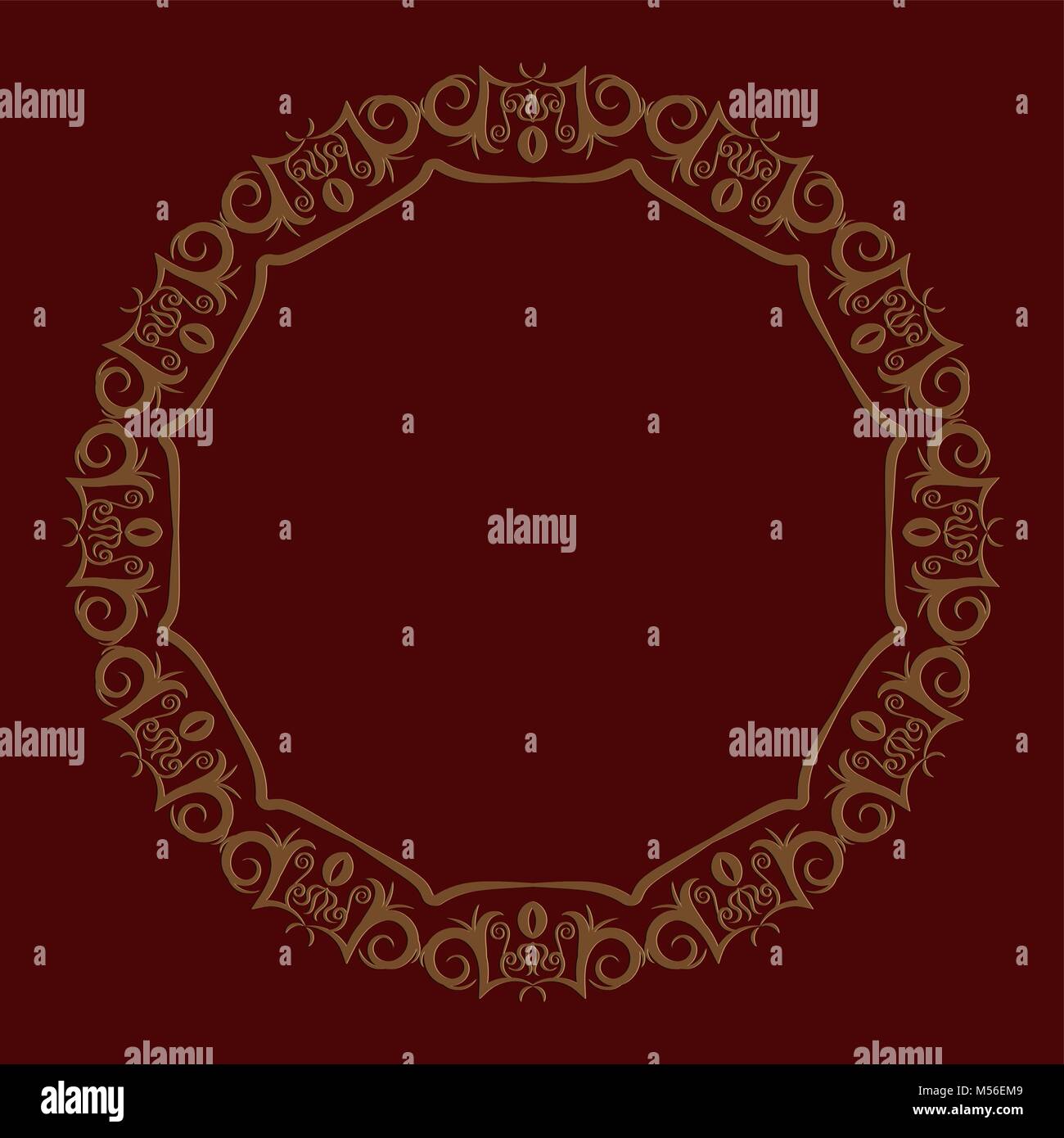 Brown classical circular antique decorative frame on embossed on brown ...