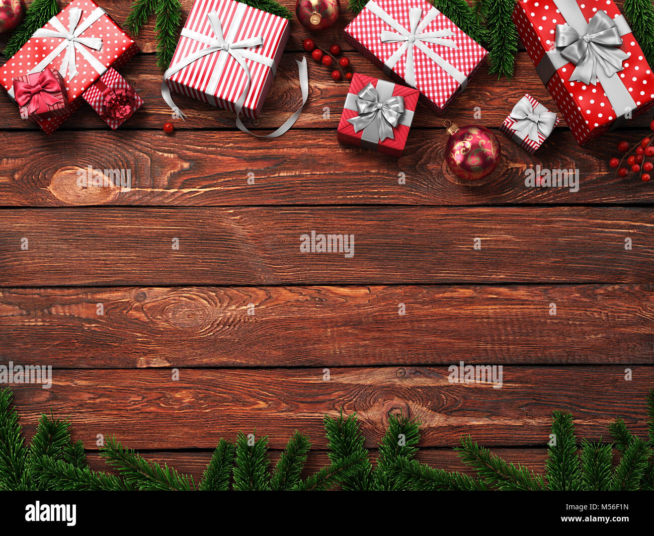 3D rendering dark christmas wooden background Stock Photo - Alamy