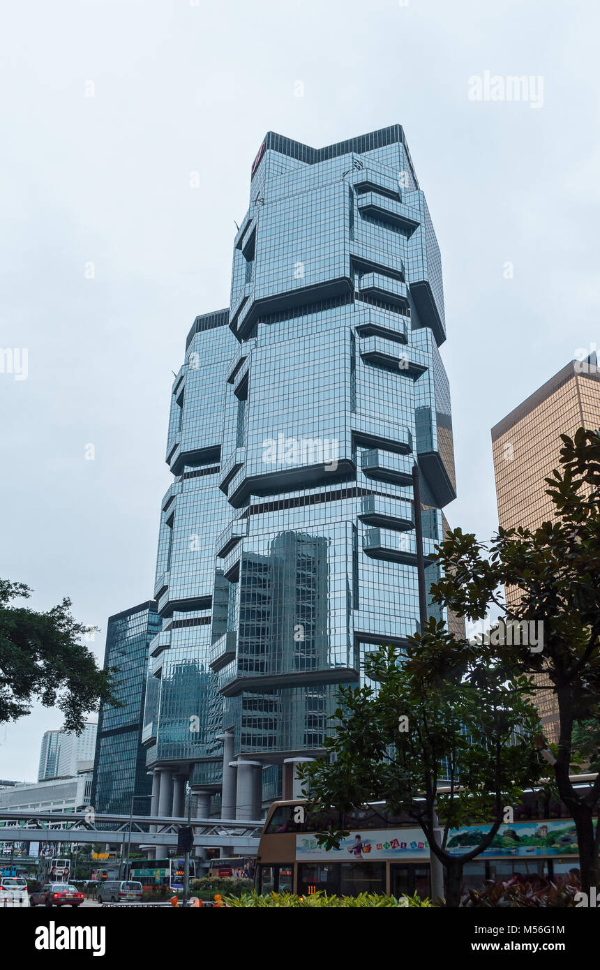 Hong Kong January 29, 2016: View of the modern office buildings in the ...
