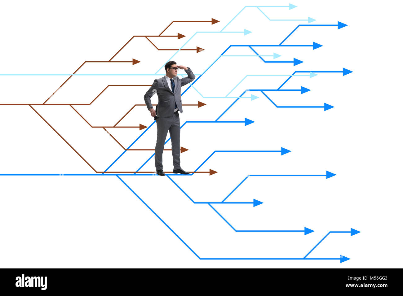 Businessman thinking of different career paths Stock Photo - Alamy