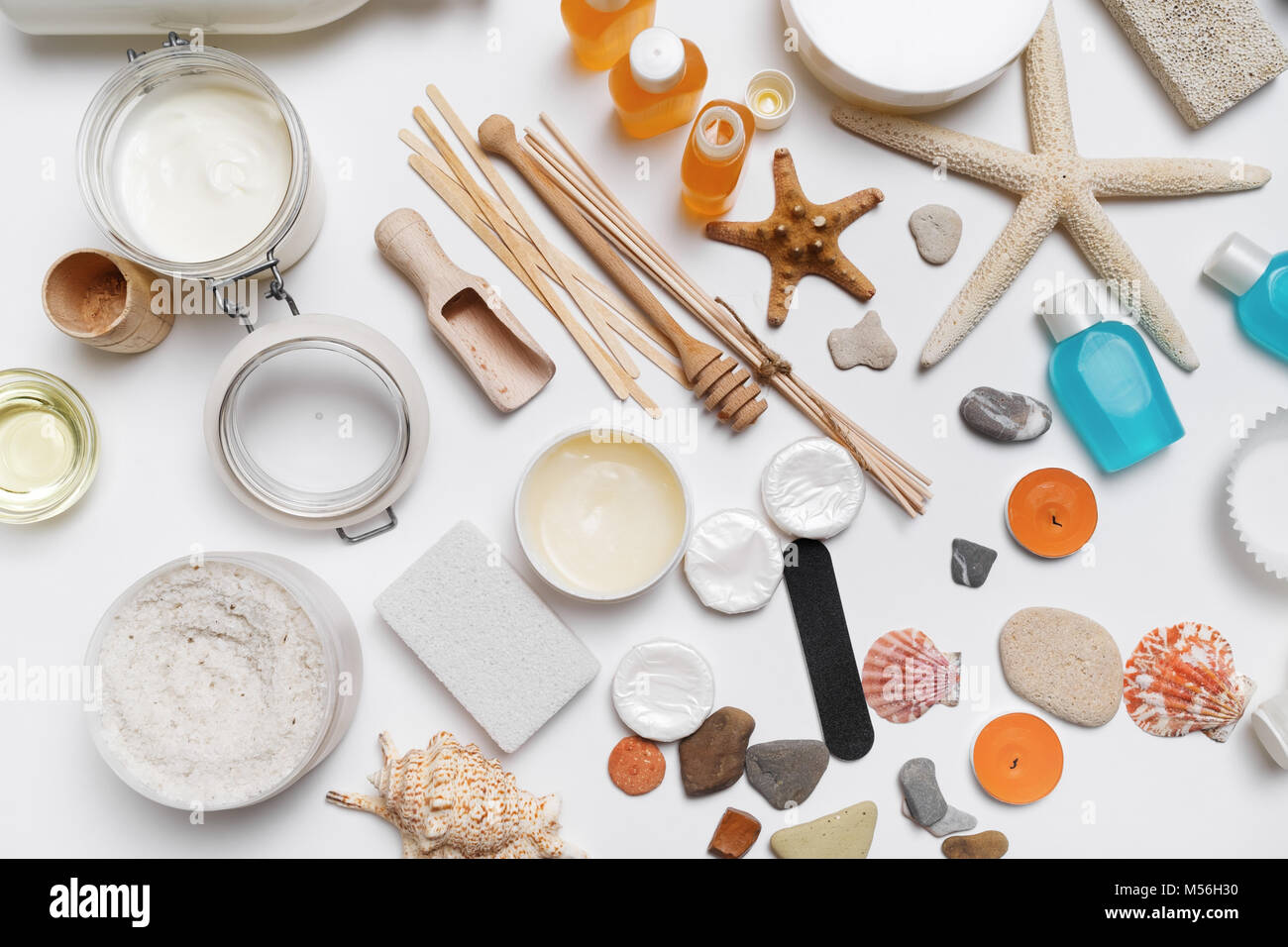 Many spa products Stock Photo - Alamy