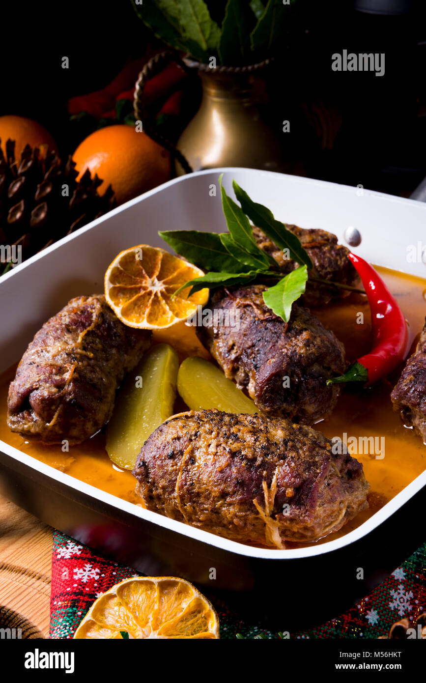 Beef rolls from the oven Stock Photo - Alamy