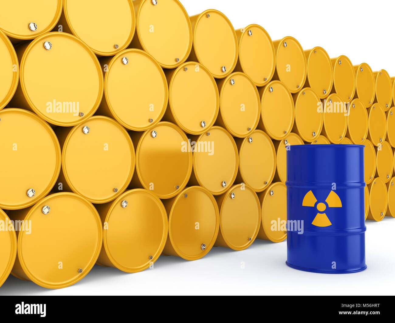 3D rendering radioactive barrels Stock Photo - Alamy