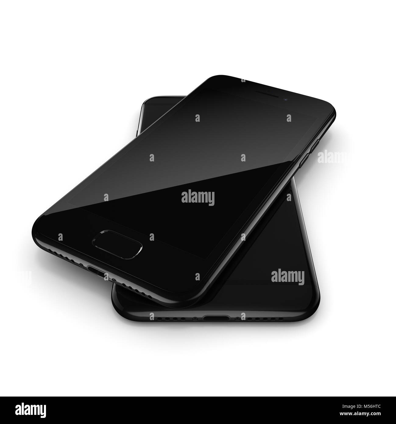 3D rendering black glossy smart phone with black screen Stock Photo - Alamy