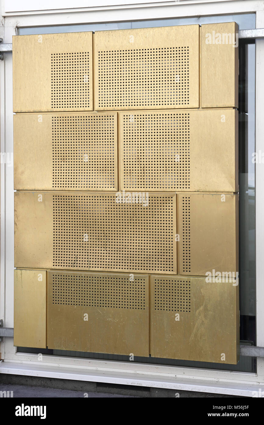 Golden Metal Structure at Building Exterior Stock Photo - Alamy