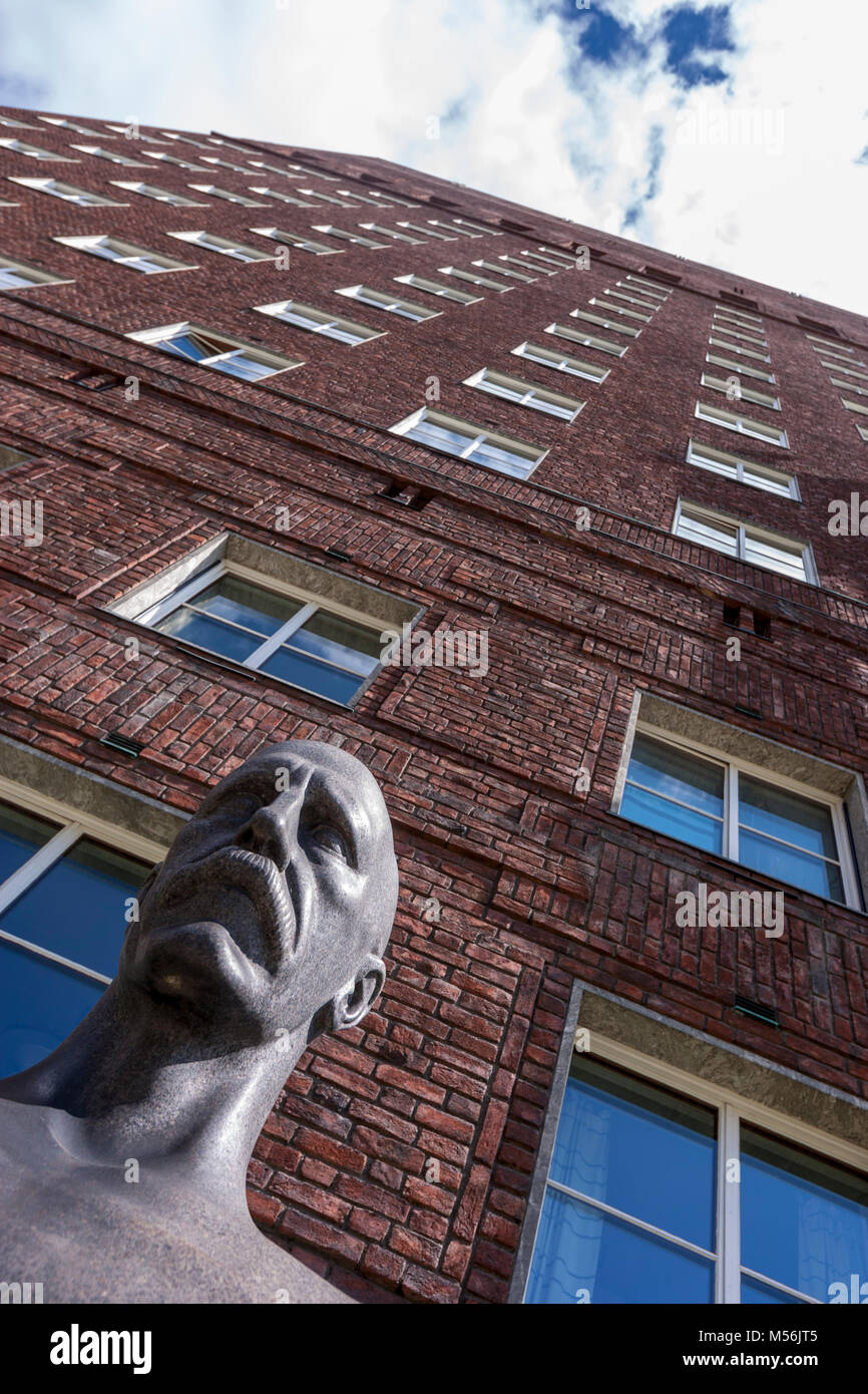 Head bronze statue near Oslo City Hall, designed by architects Arnstein ...