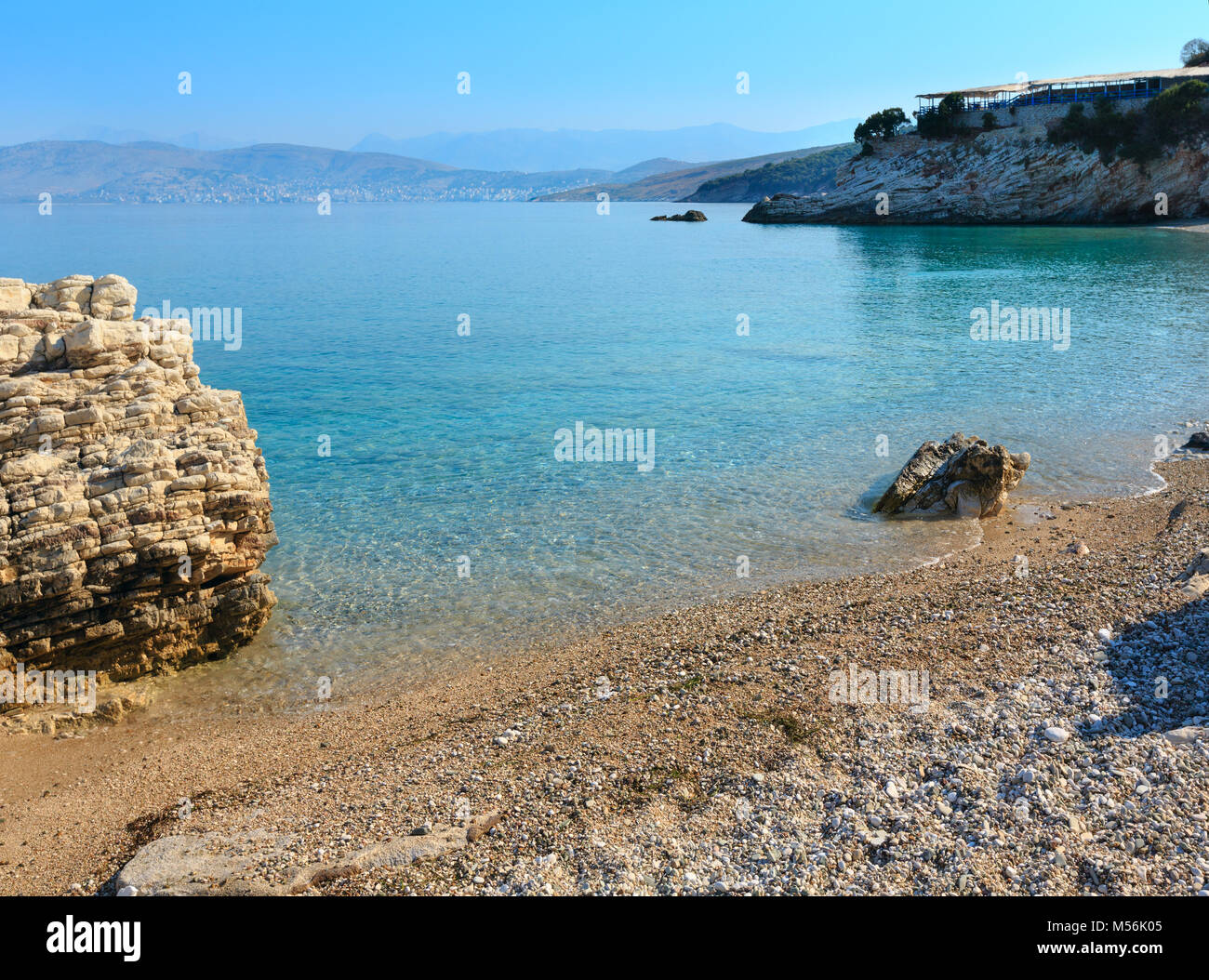 Summer morning Pulebardha beach (Albania Stock Photo - Alamy