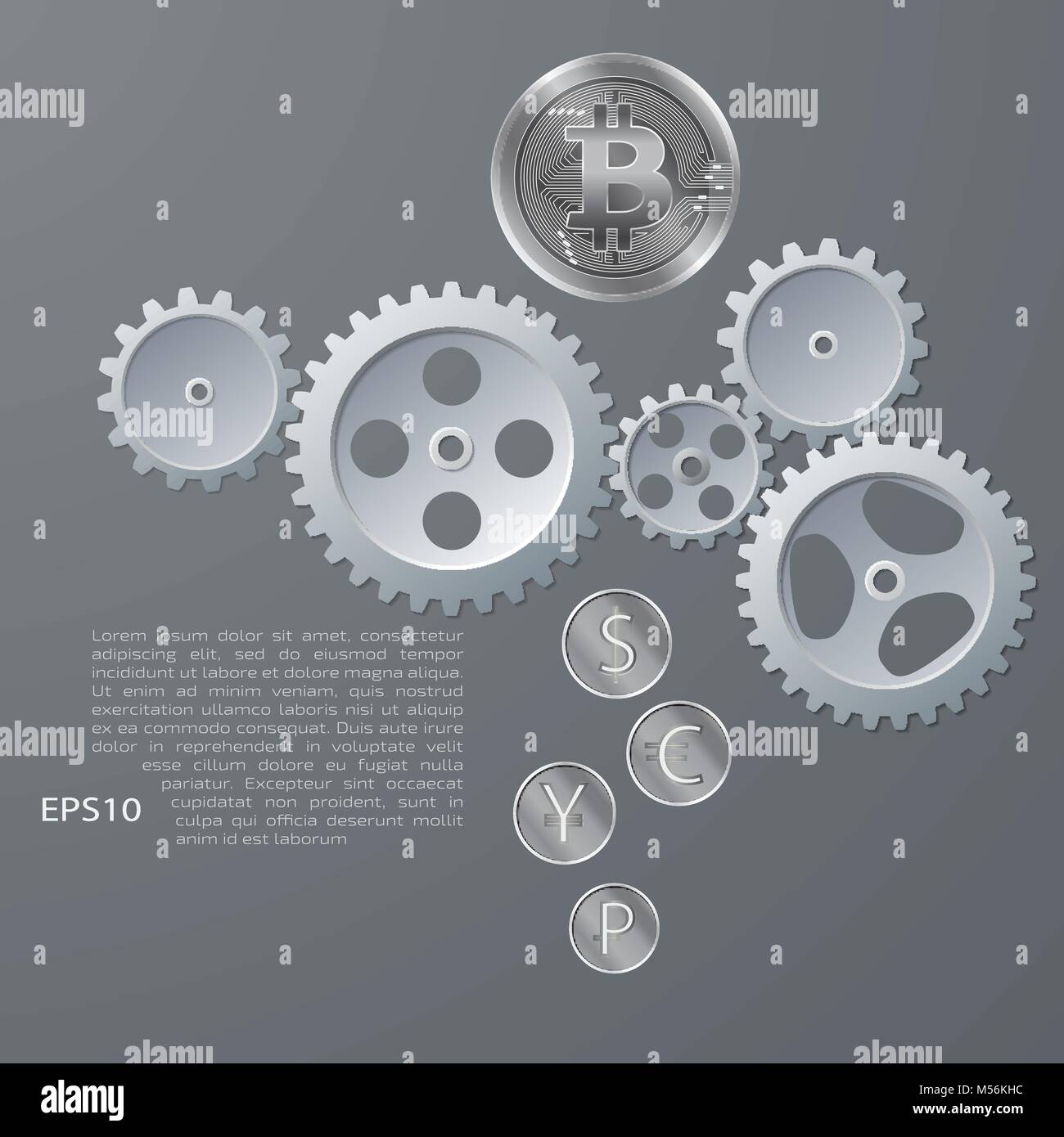Vector illustration of bitcoin and gear mechanism Stock Vector Image ...