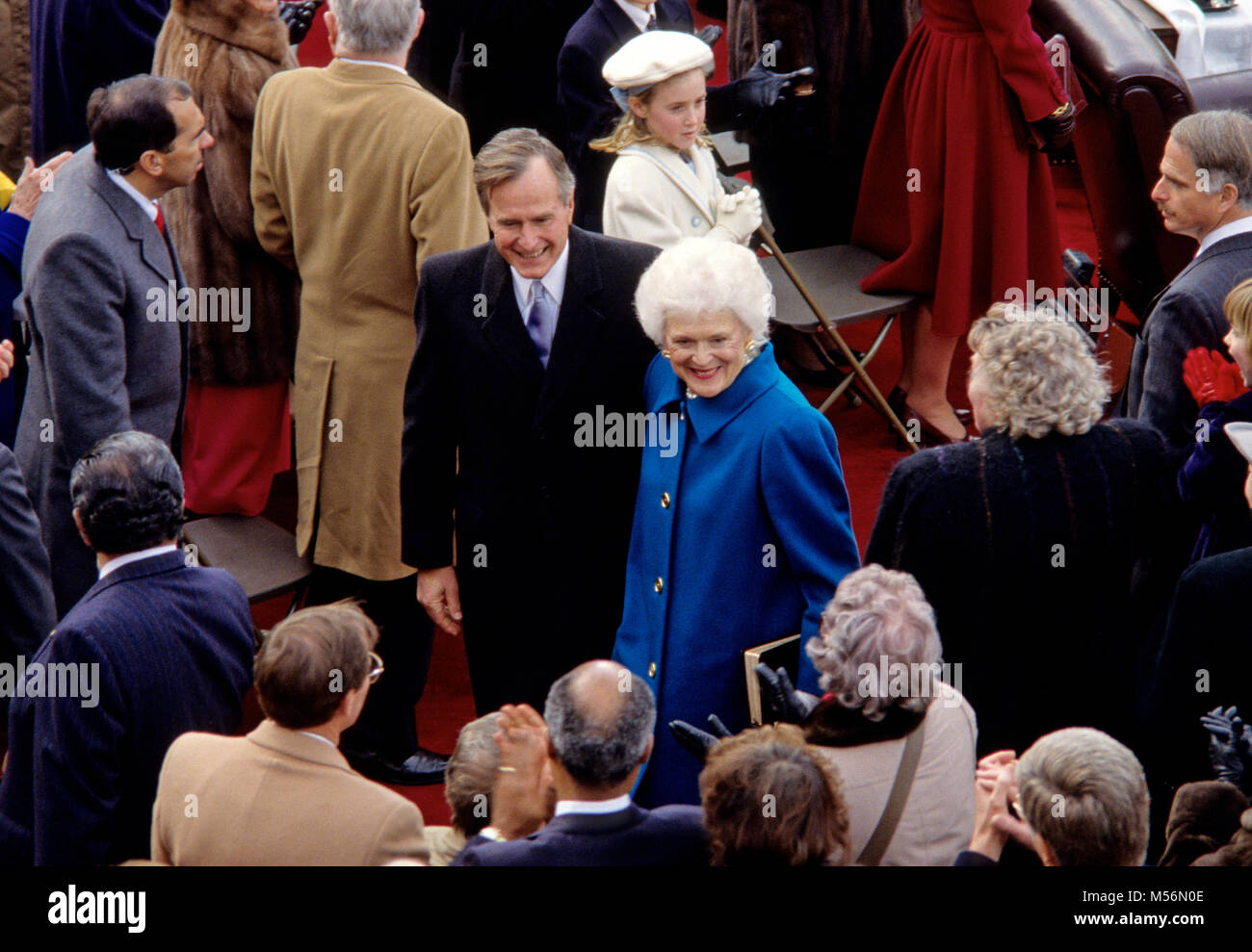 United States President George H.W. Bush and first lady Barbara Bush ...