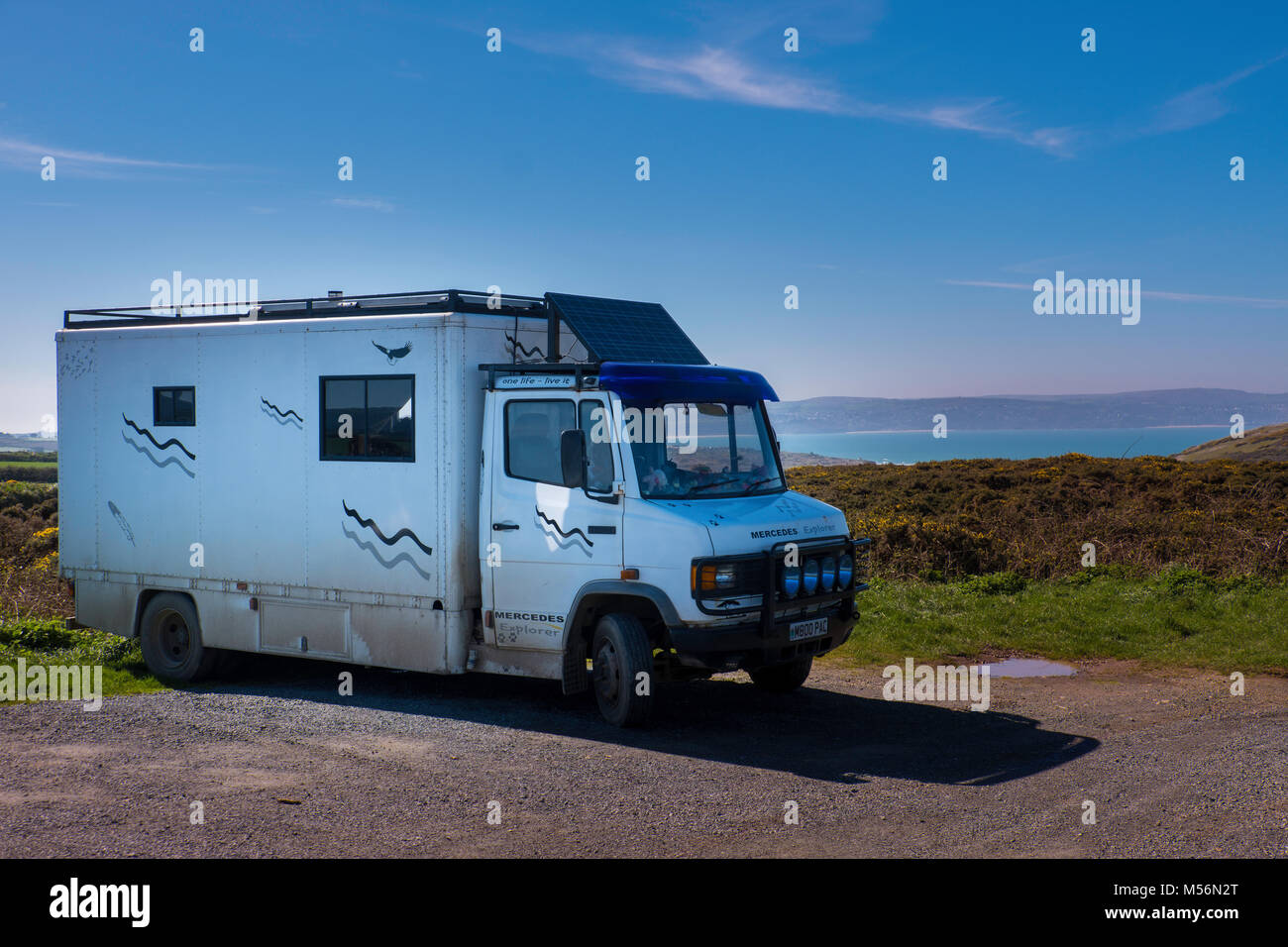 Mercedes Explorer camper van on the Cornish coast Stock Photo - Alamy