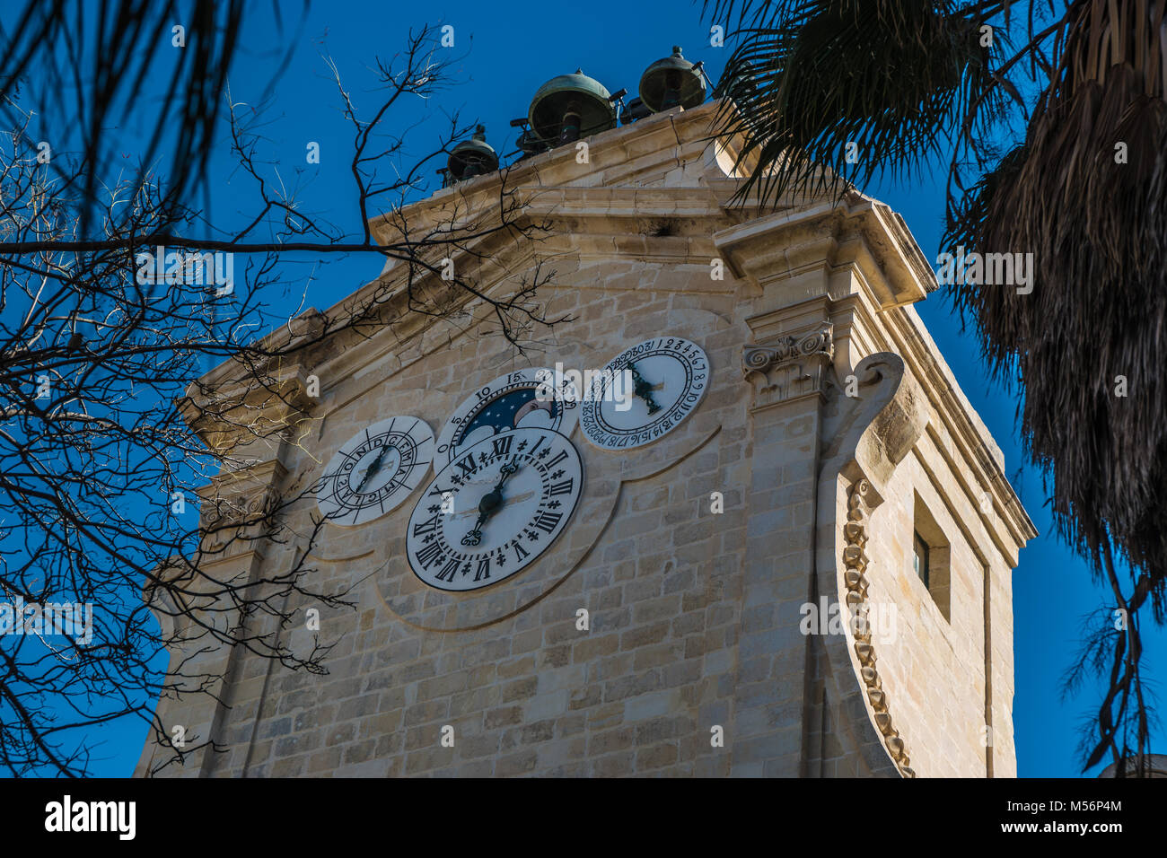 Grand master`s Palace clock tower Valletta, Malta, Europe. 02/12/2018 ...