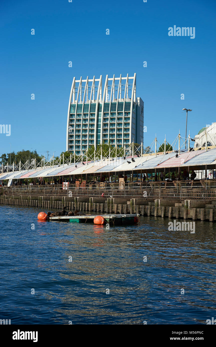 Riverfront of the historic city of Valdivia in southern Chile Stock ...
