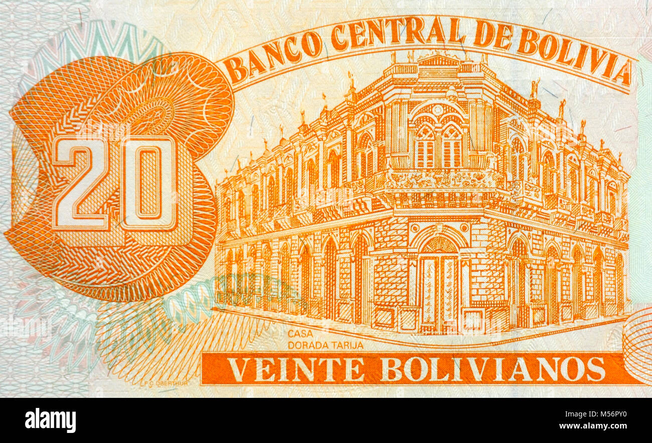 Bolivia Twenty 20 Bolivano Bank Note Stock Photo - Alamy