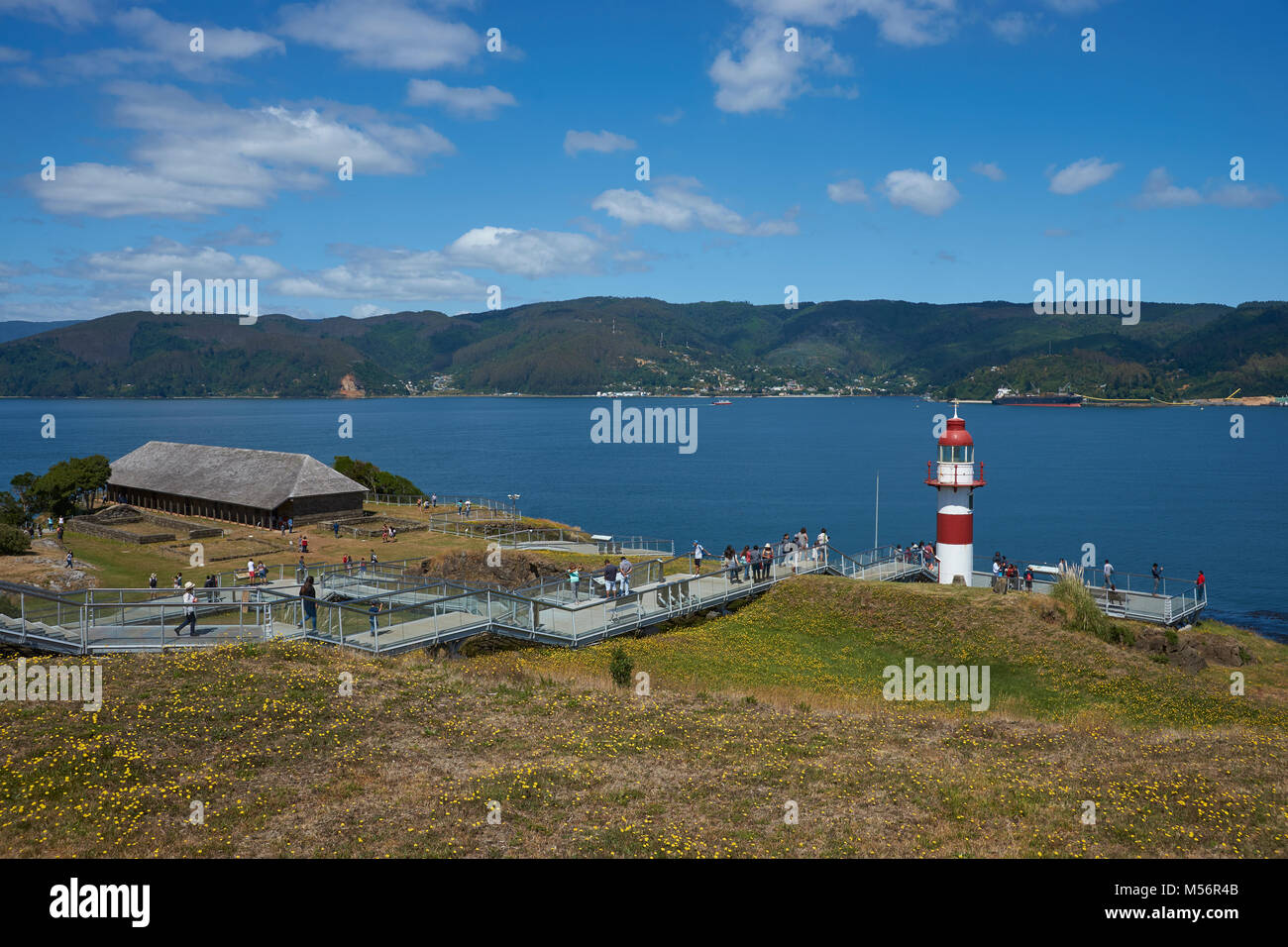 Lighthouse inside the fortified walls of the historic Niebla Fort ...