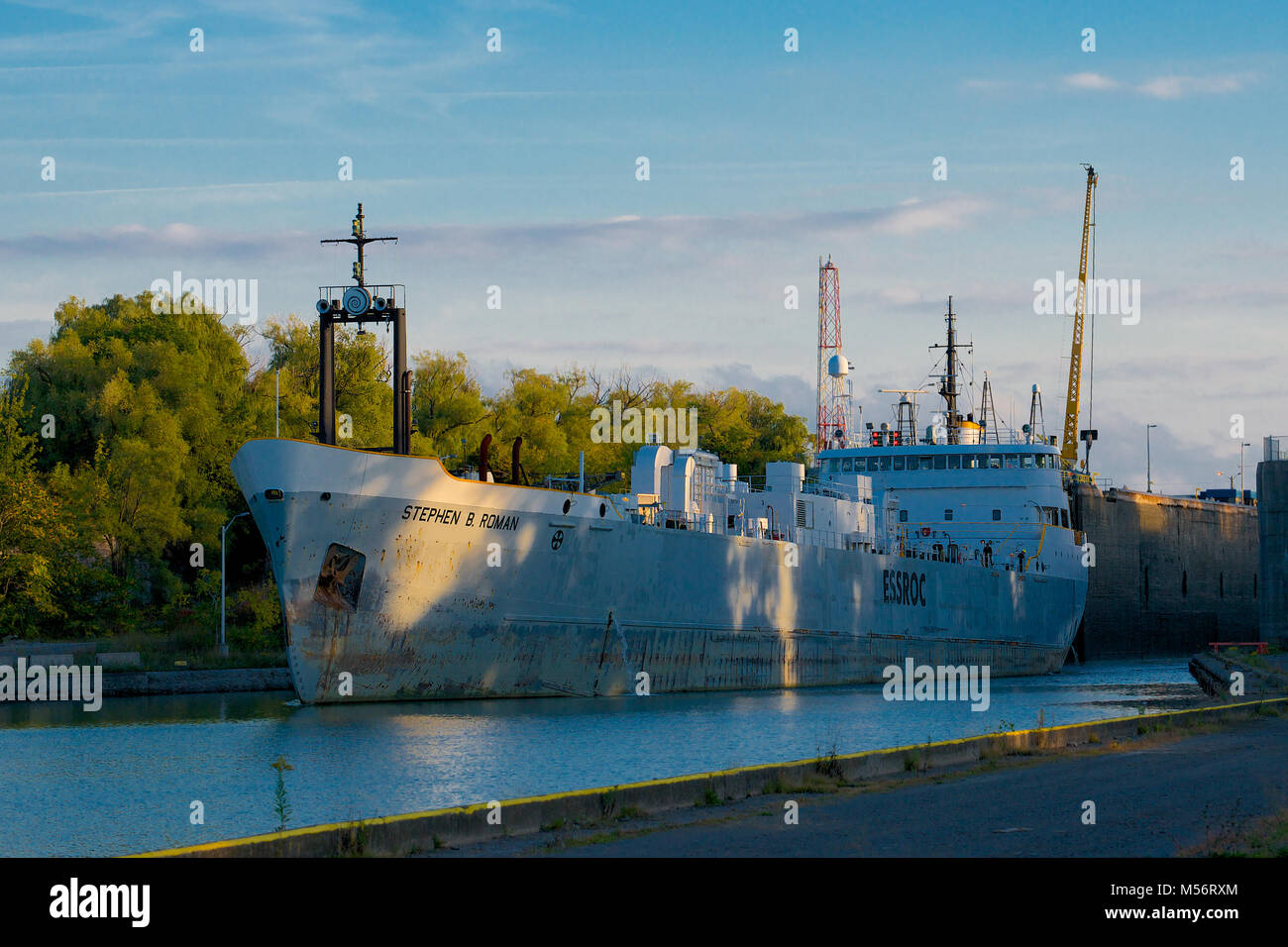 The Stephen B. Roman cement carrier exiting Lock 1 while passing ...