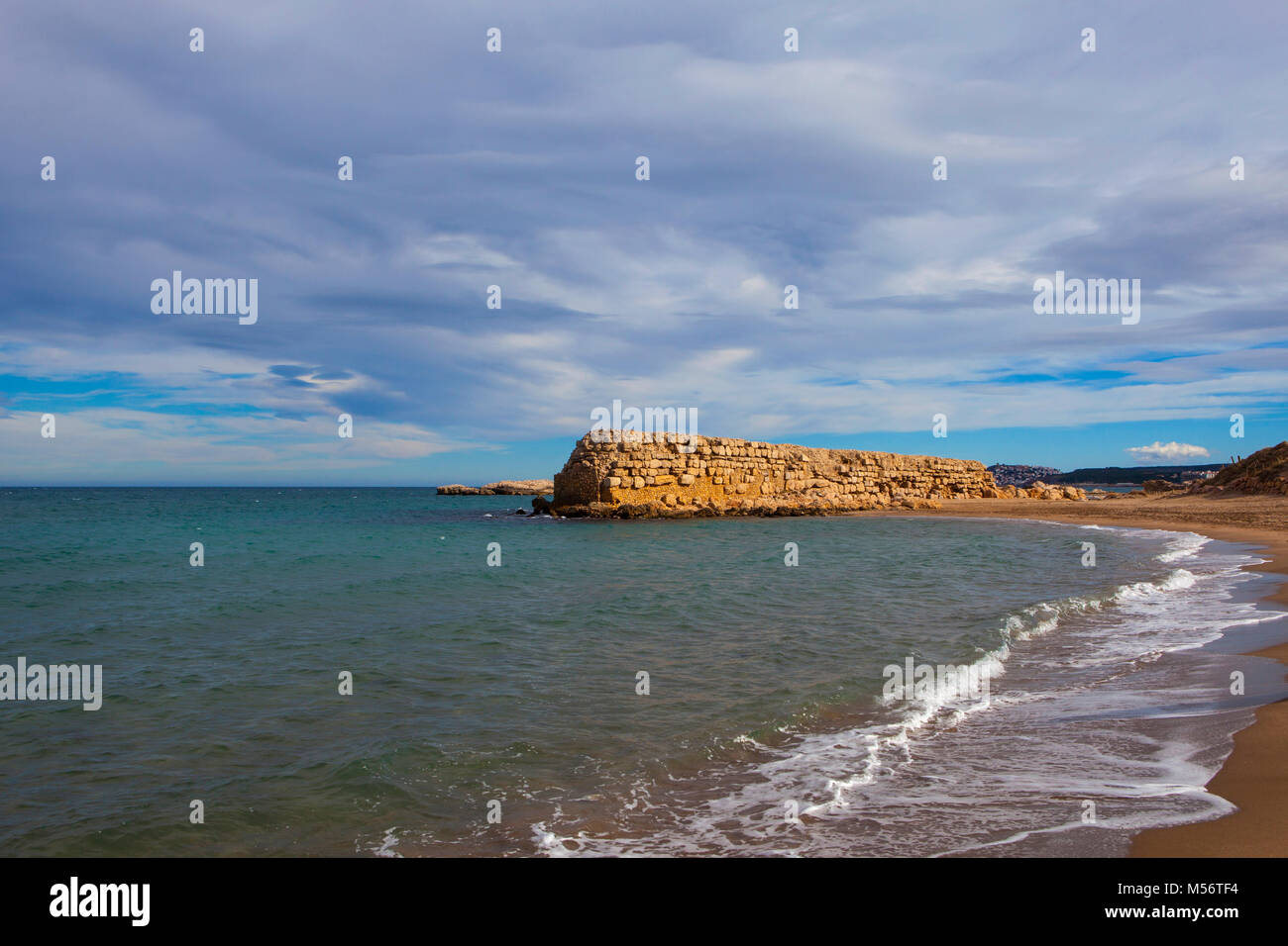 Remains of the harbour of Empuries or Emporion or Ampurias Stock Photo ...