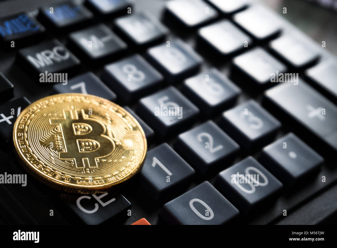 Bitcoin golden coin New virtual money and dollar background Stock Photo - Alamy