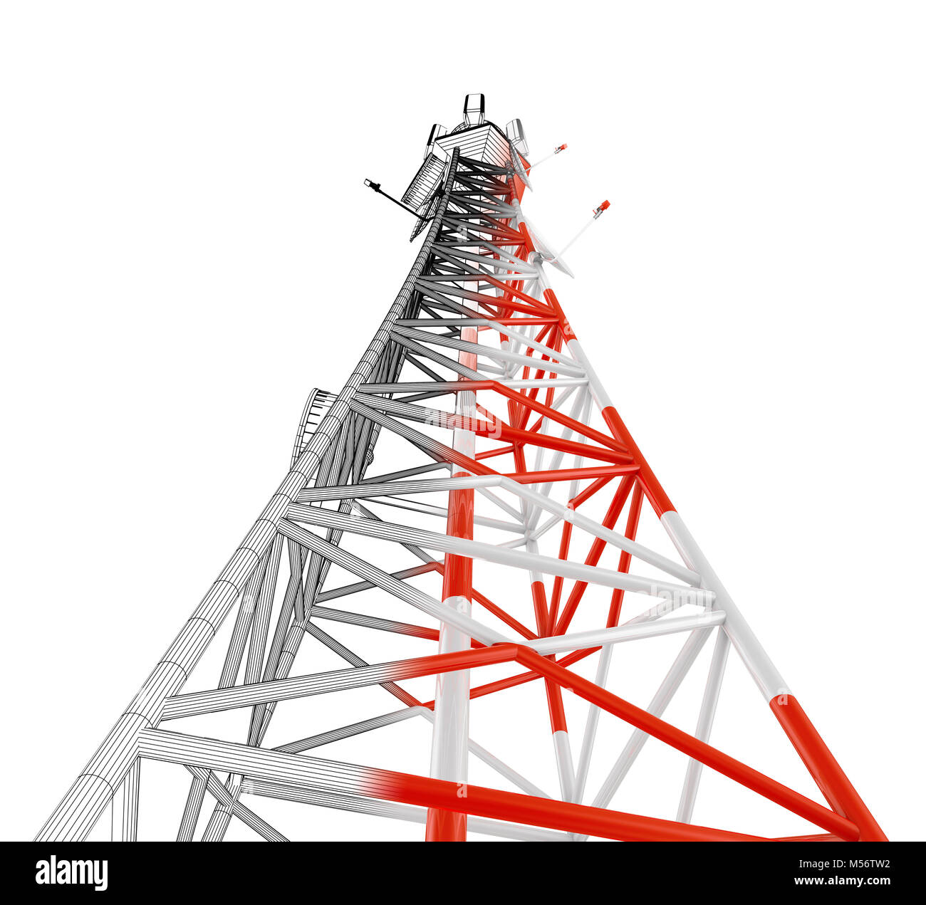 Modern telecommunication tower. 3d rendering with Clipping Path Stock ...