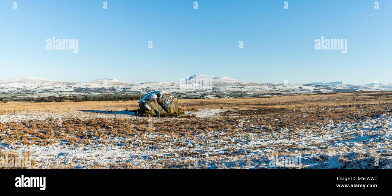 Panoramic image of the Yorkshire Dales Three Peaks with Whernside left ...