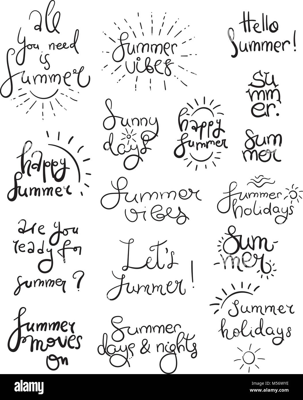 Summer lettering and symbols Stock Vector Image & Art - Alamy