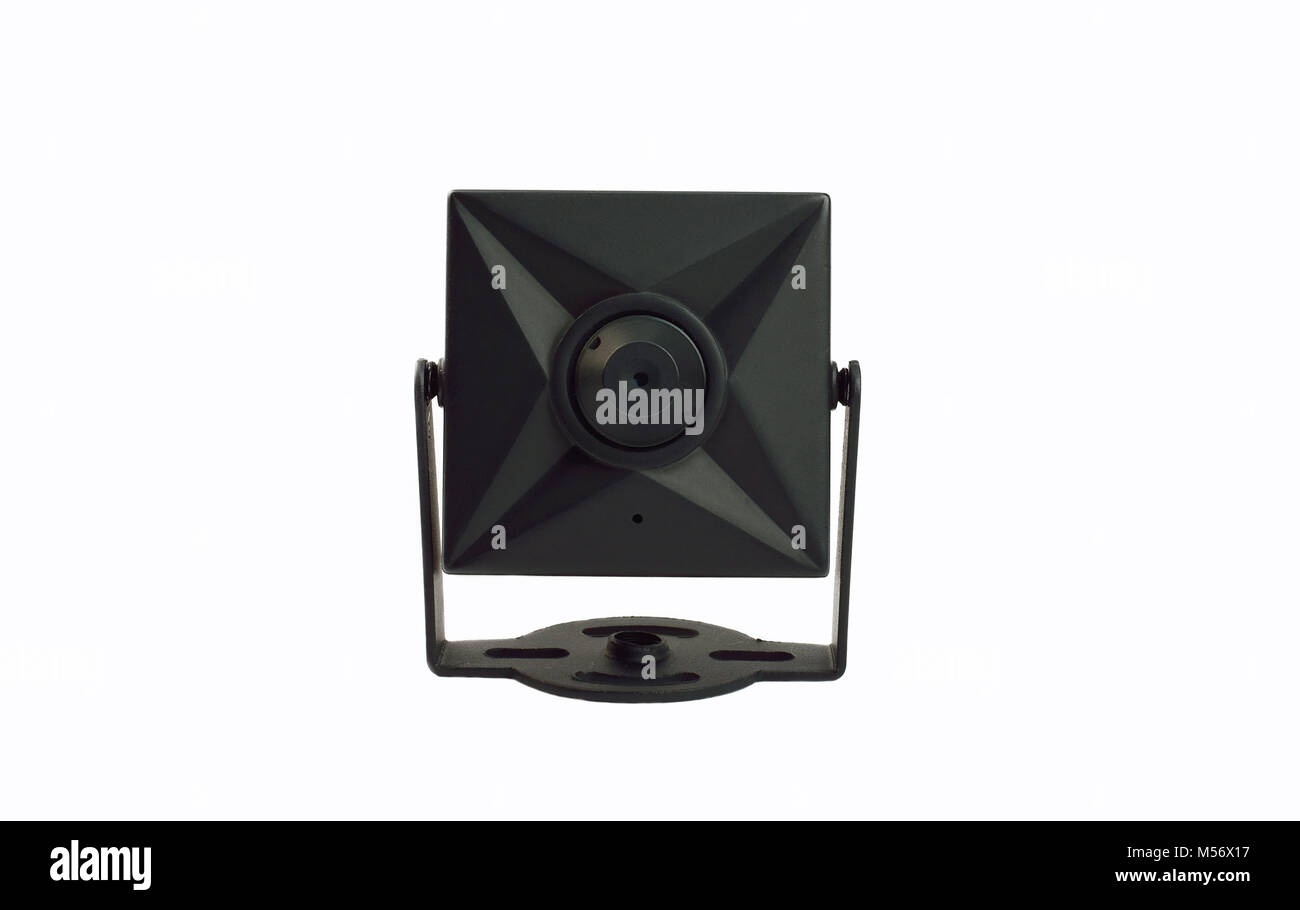 Mini electronic surveillance camera on white background Stock Photo - Alamy