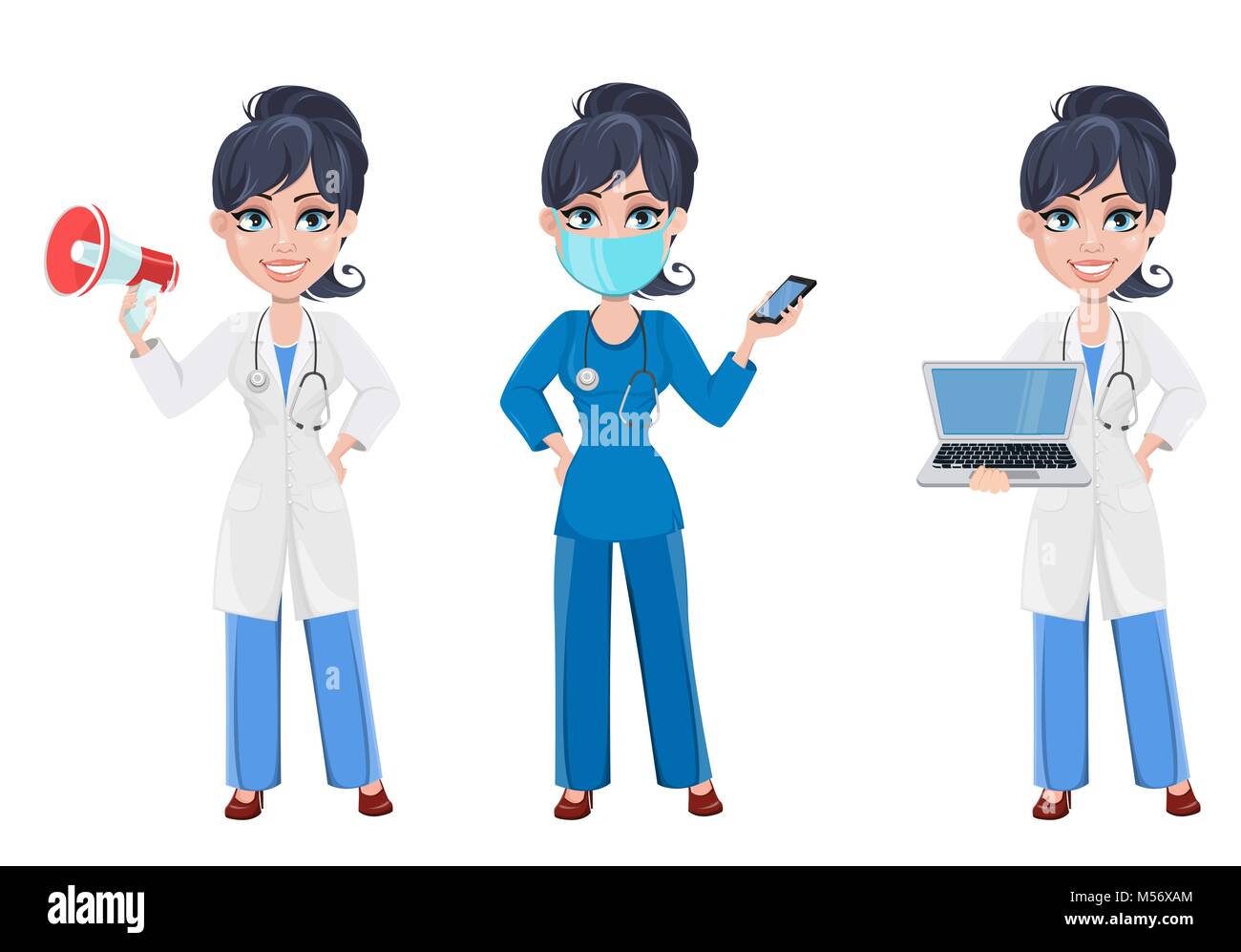 Doctor woman, professional medical staff. Beautiful cartoon character ...