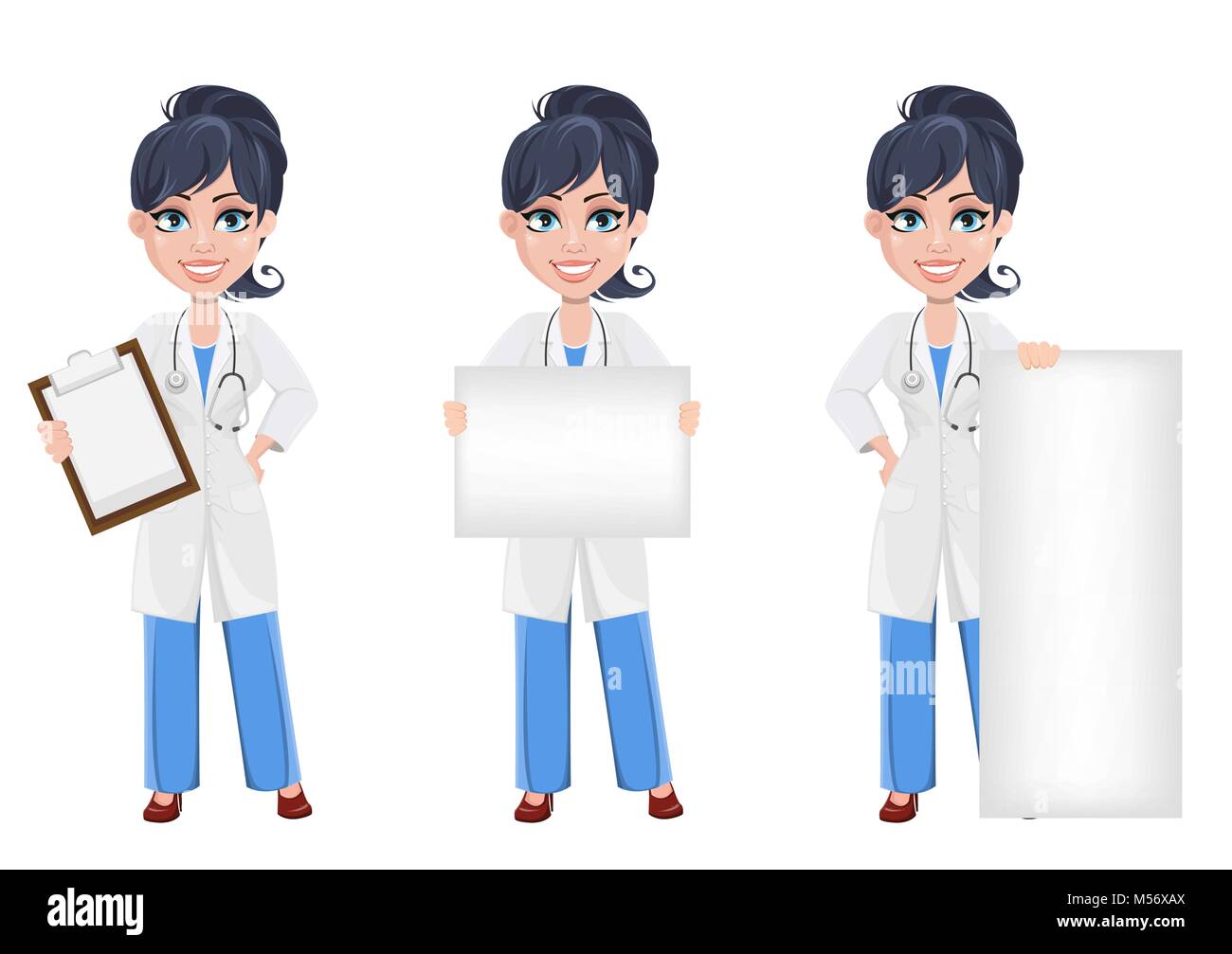 Doctor woman, professional medical staff. Beautiful cartoon character ...