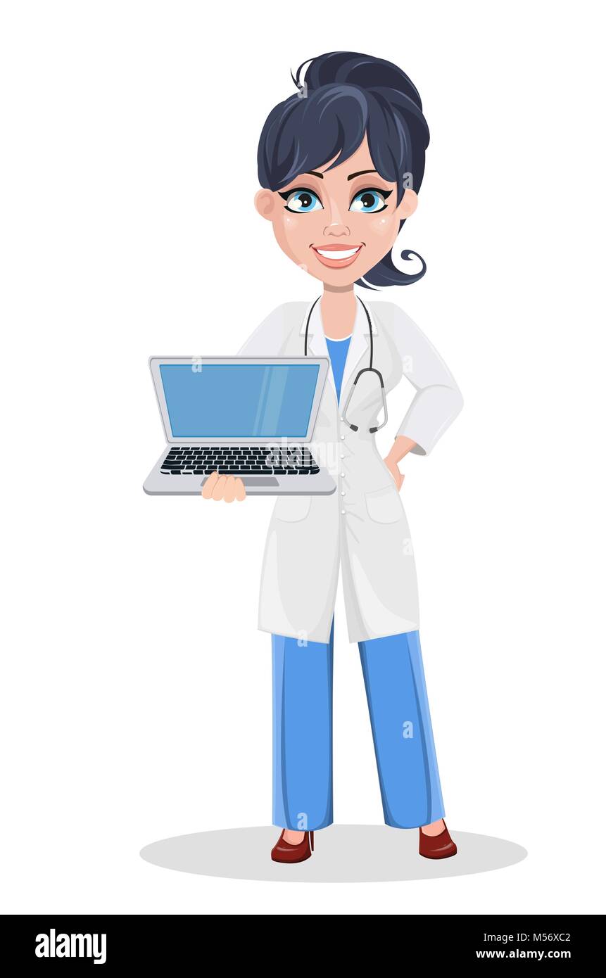 Doctor woman, professional medical staff. Beautiful cartoon character ...