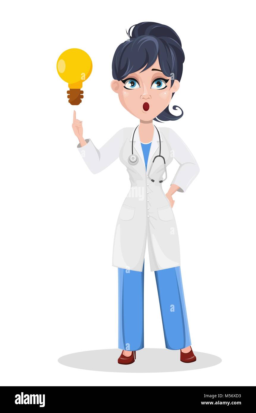 Doctor woman, professional medical staff. Beautiful cartoon character ...